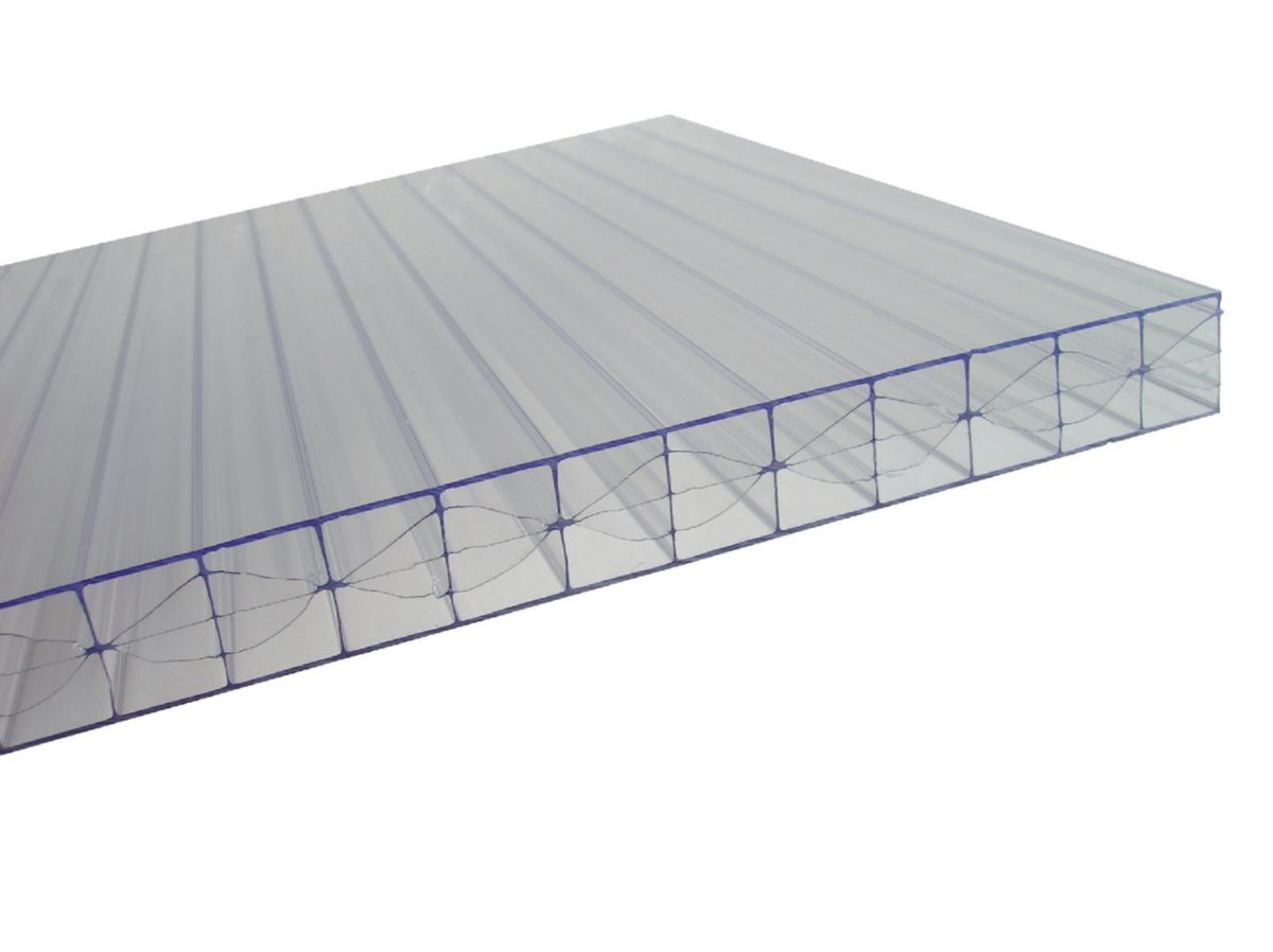 SUNCLEAR - Plaque polycarbonate alvéolaire en X incolore 1UV épaisseur ...