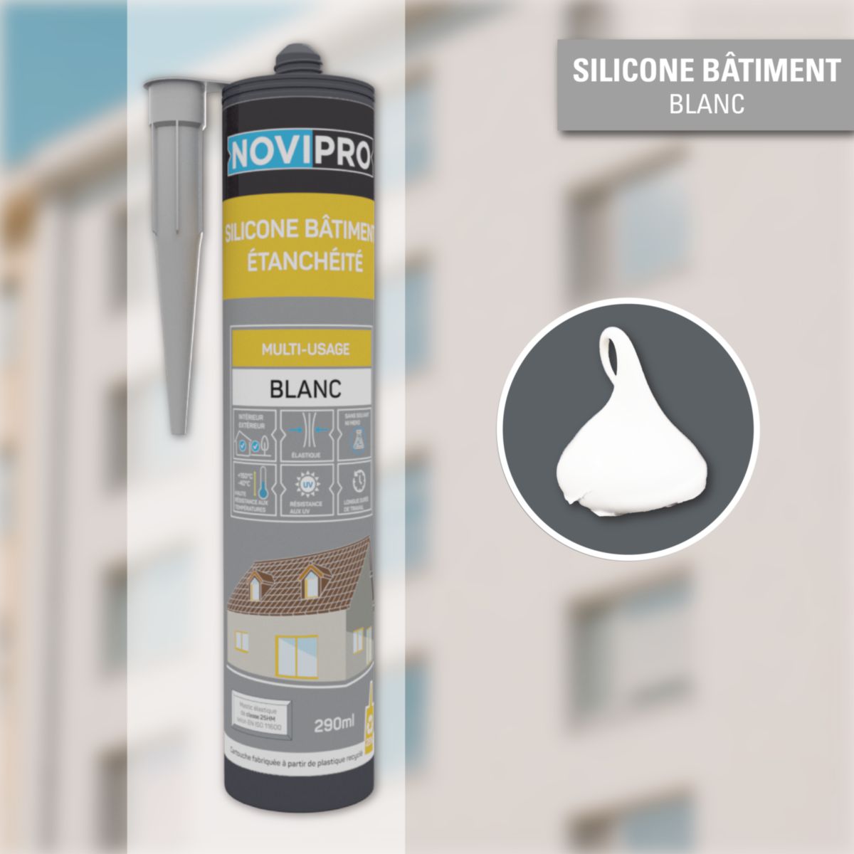 NOVIPRO - Mastic silicone bâtiment blanc NOVIPRO | POINT.P