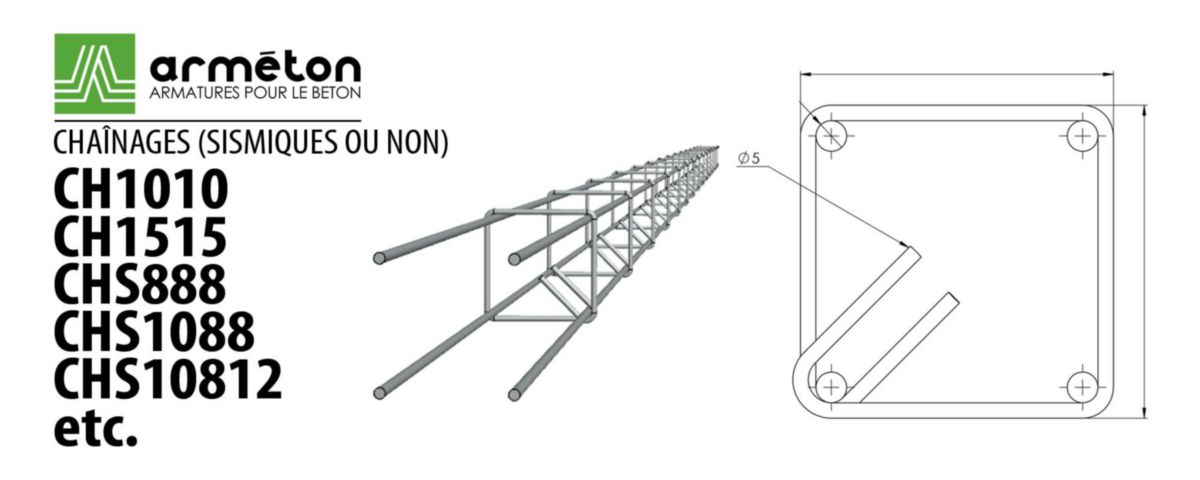 ARMETON - CH1525-Armature . de chaînage élév.(zones sism.1et2)L 6m ...