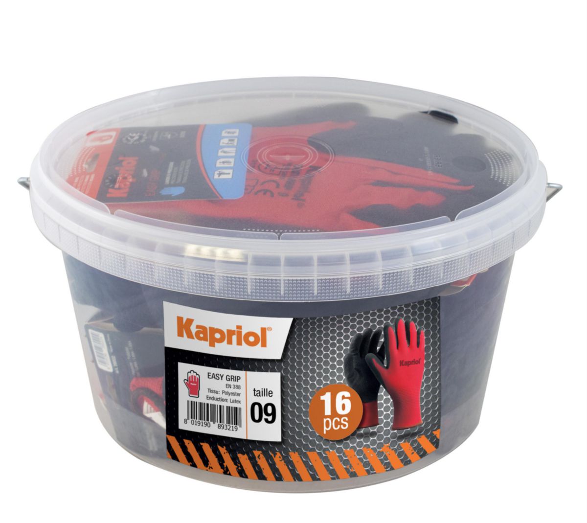 KAPRIOL - Kit seau avec 16 gants Easy Grip Taille 09 Réf. 89321 | POINT.P