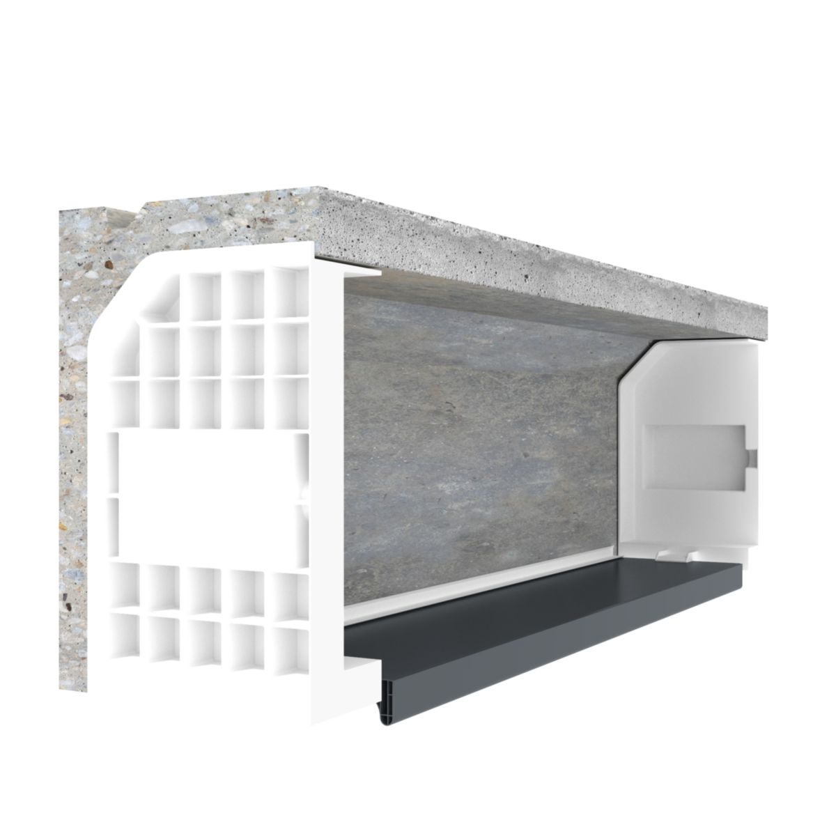 EVENO - Coffre demi linteau béton avec sous-face PVC blanche largeur ...