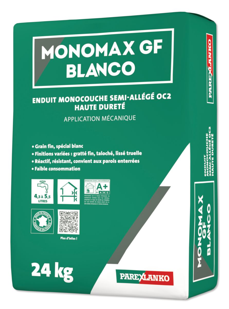 PAREXLANKO - Enduit imperméable monocouche semi-allégé/lourd Monomax Blanco grain fin blanc sac ...