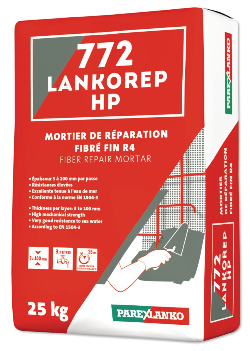 PAREXLANKO - Mortier de réparation fin R4 à retrait compensé 772 Lankorep HP - sac de 25 kg ...