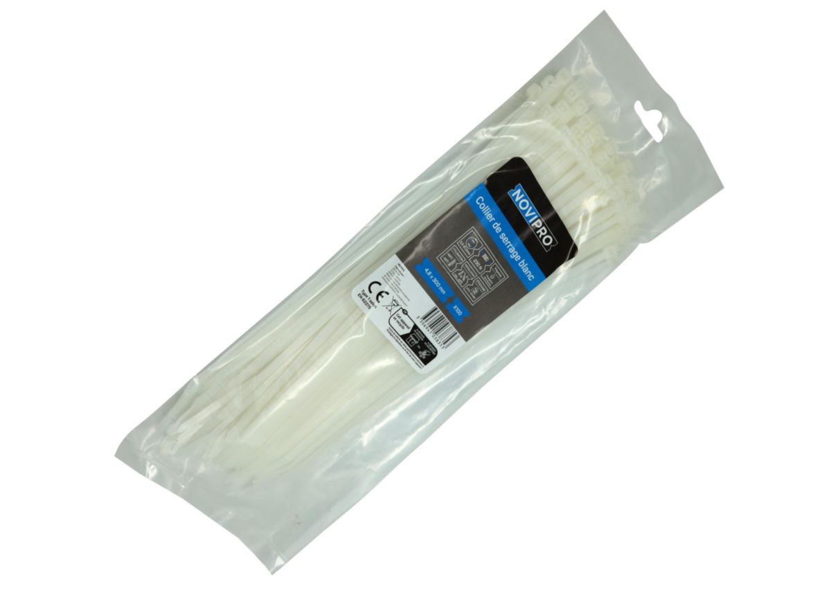 NOVIPRO - Collier de serrage blanc 4,8x300 (sachet x 100) NOVIPRO | POINT.P