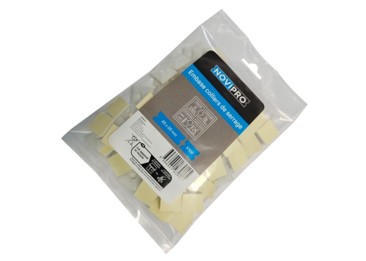 NOVIPRO - Embase colliers de serrage blanc 20 x 20 (sachet x100 ...