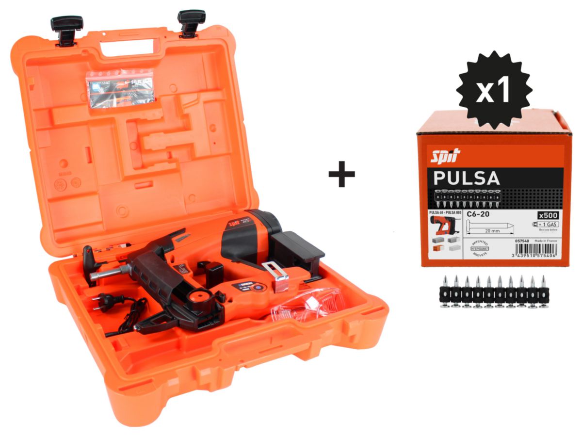 SPIT - Parck cloueur Pulsa 40P+ + 500 clous C6-20 spécial plaquiste ...