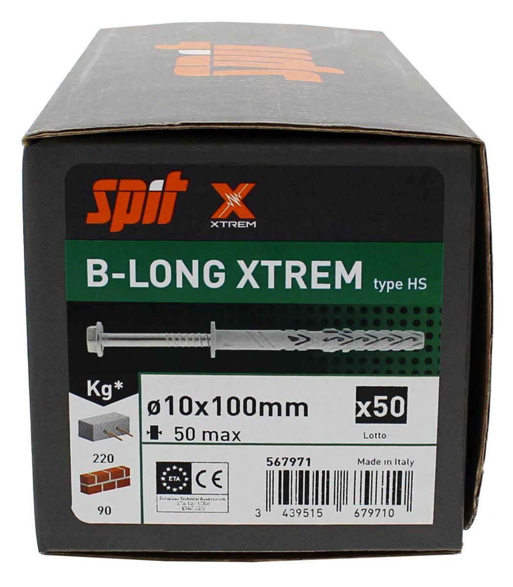 SPIT - Cheville légère Spit B-Long 10X100/50HS tète hexagonale réf ...