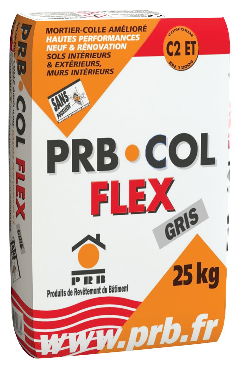 PRB - Mortier-colle à carrelage Col Flex - gris - C2 ET/EG - sac de 25 ...