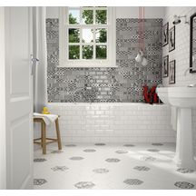 EQUIPE CERAMICAS - Faïence murale Metro - décor patchwork B&W - 7,5x15 ...