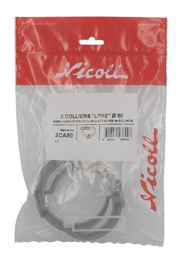 NICOLL - Collier lyre avec attache diamètre 80mm gris 2CA80 sachet de 2 ...