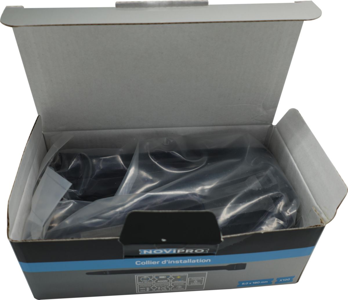 NOVIPRO - Collier d'installation PA 6.6 tête double 9 mm x 180 noir ...