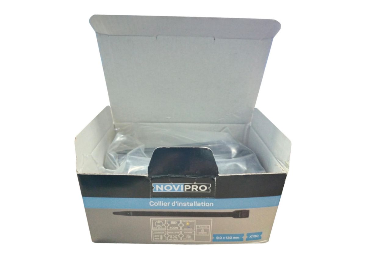 NOVIPRO - Collier d'installation PA 6.6 tête double 9 mm x 130 noir ...