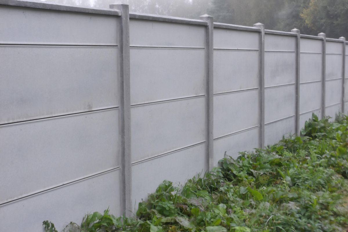 GIRPAV - Plaque de clôture lisse - béton gris - L. 1,92 m - 50x3,5 cm ...