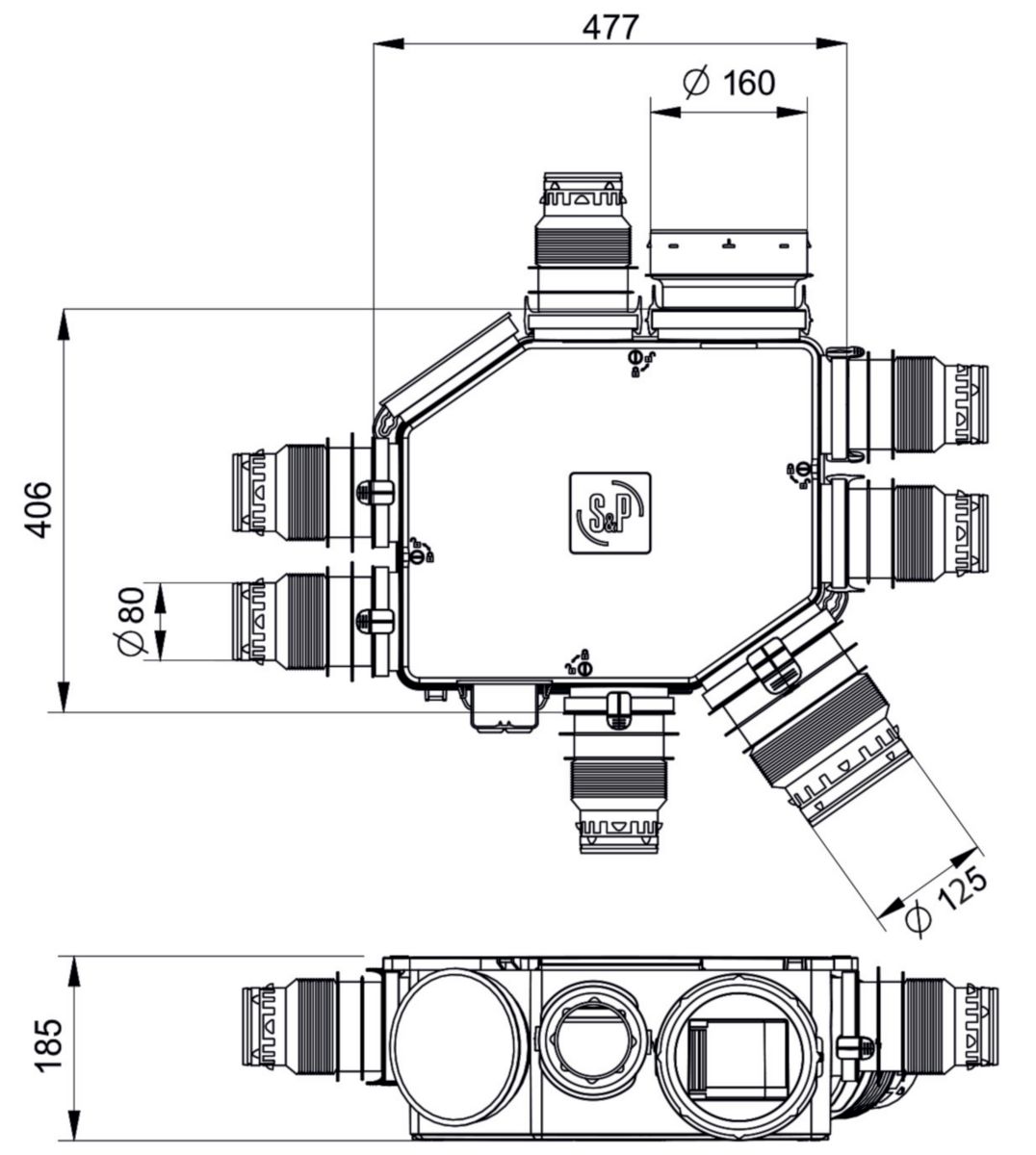 S&P - Kit VMC simple flux hygroréglable Octeo ST KHB T3/7 P - réseau standard 3 sanitaires | POINT.P