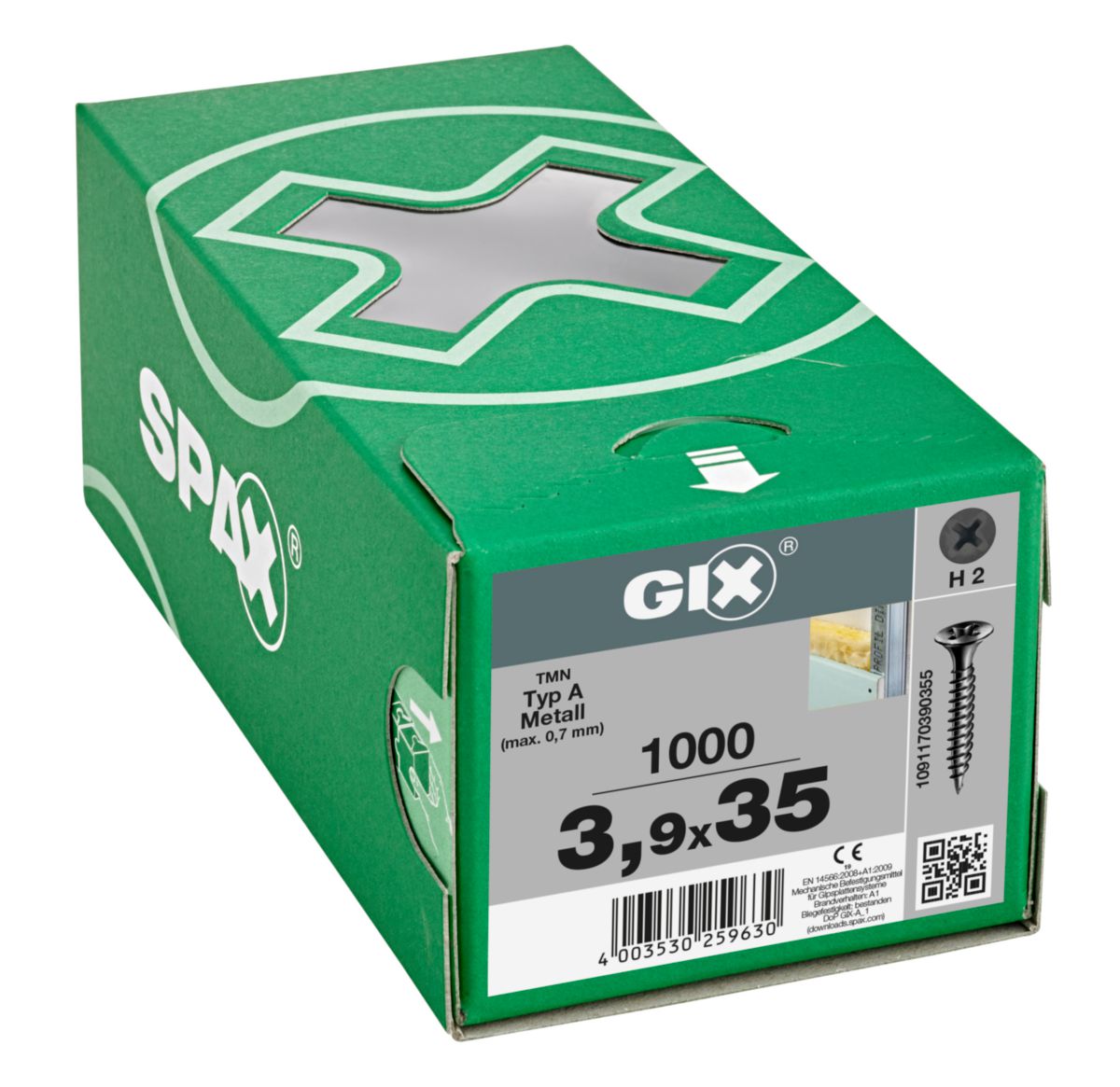 SPAX - Vis plaque de plâtre GIX A filetage total - acier phosphaté noir - Ø 3,9x35 mm - boîte de ...