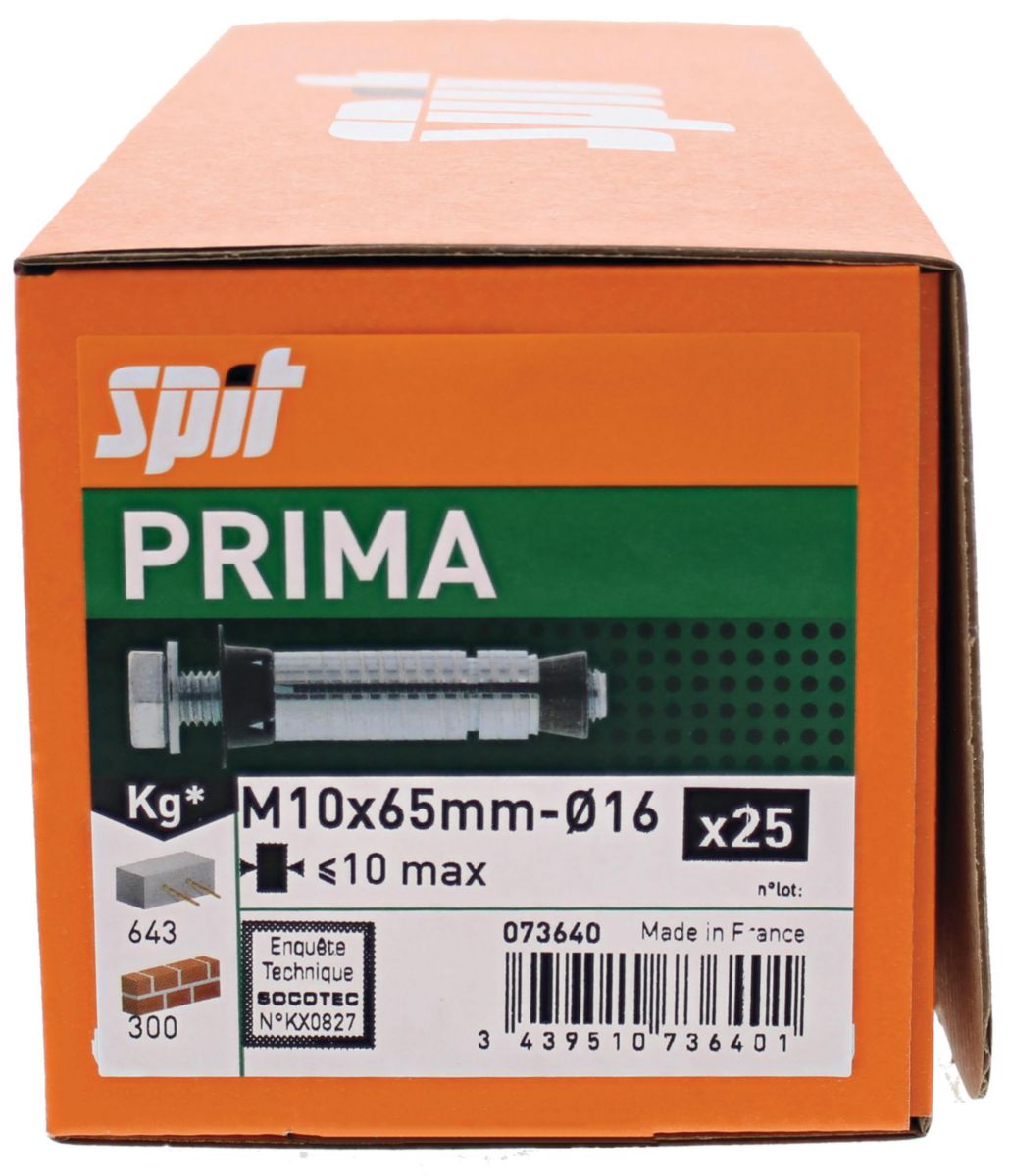 SPIT - Cheville Prima LM10-16/10 collerette boîte de 25 réf.073640 | POINT.P