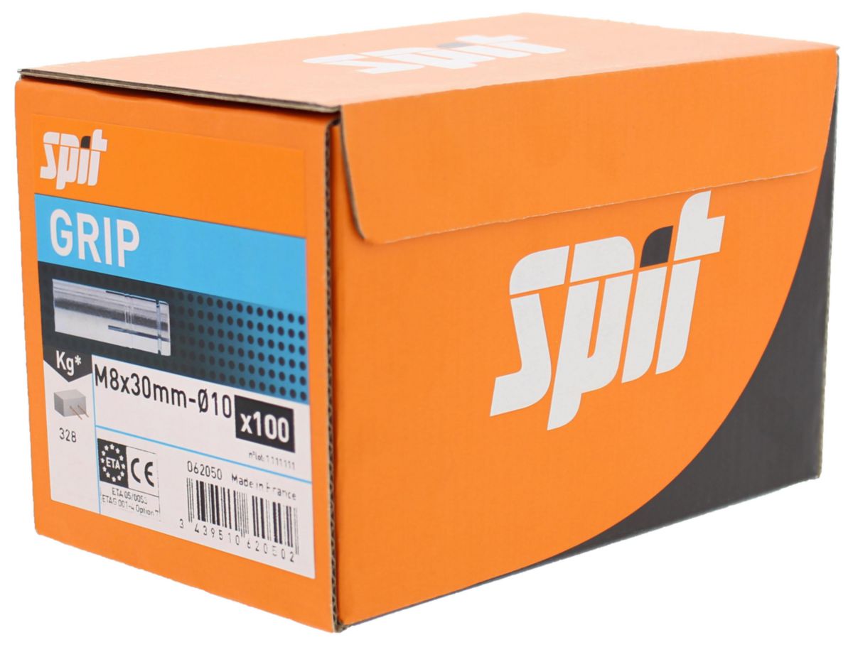 SPIT - Cheville Grip SA M8x30 zinguée boîte de 100 réf. 062050 | POINT.P