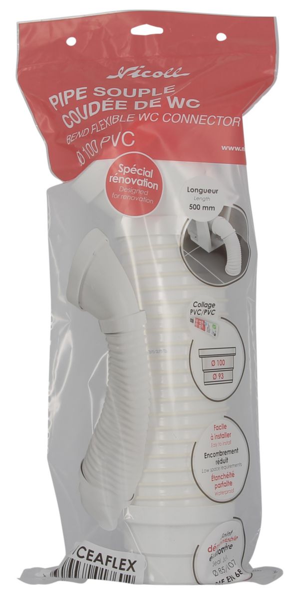 NICOLL - Pipe souple de WC coudée 500 diamètre 100 / 93 mm réf ...