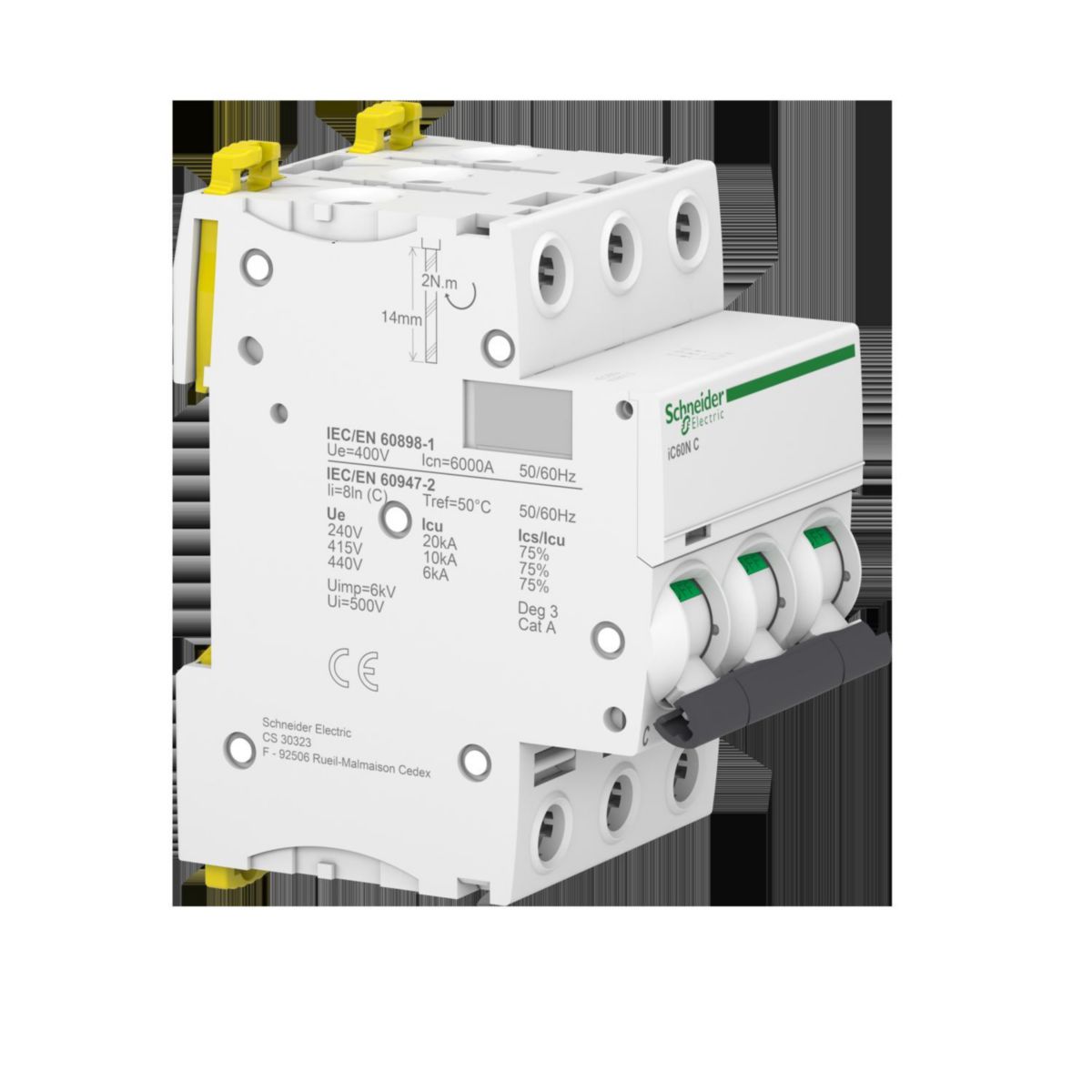 SCHNEIDER ELECTRIC - Disjoncteur miniature Acti9 iC60N - 3P 16 A - courbe C | POINT.P