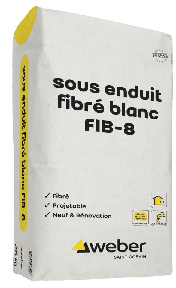WEBER - Sous-enduit fibre blanc FIB 8 sac de 25kg | POINT.P