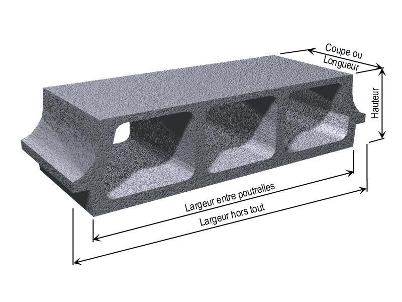 SEAC - Entrevous béton creux pour poutrelle précontrainte 120 x 570 x ...