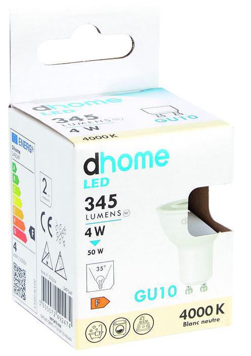 DHOME - Ampoule LED C GU10 4000K 345LM 35 REF. 249247 | POINT.P