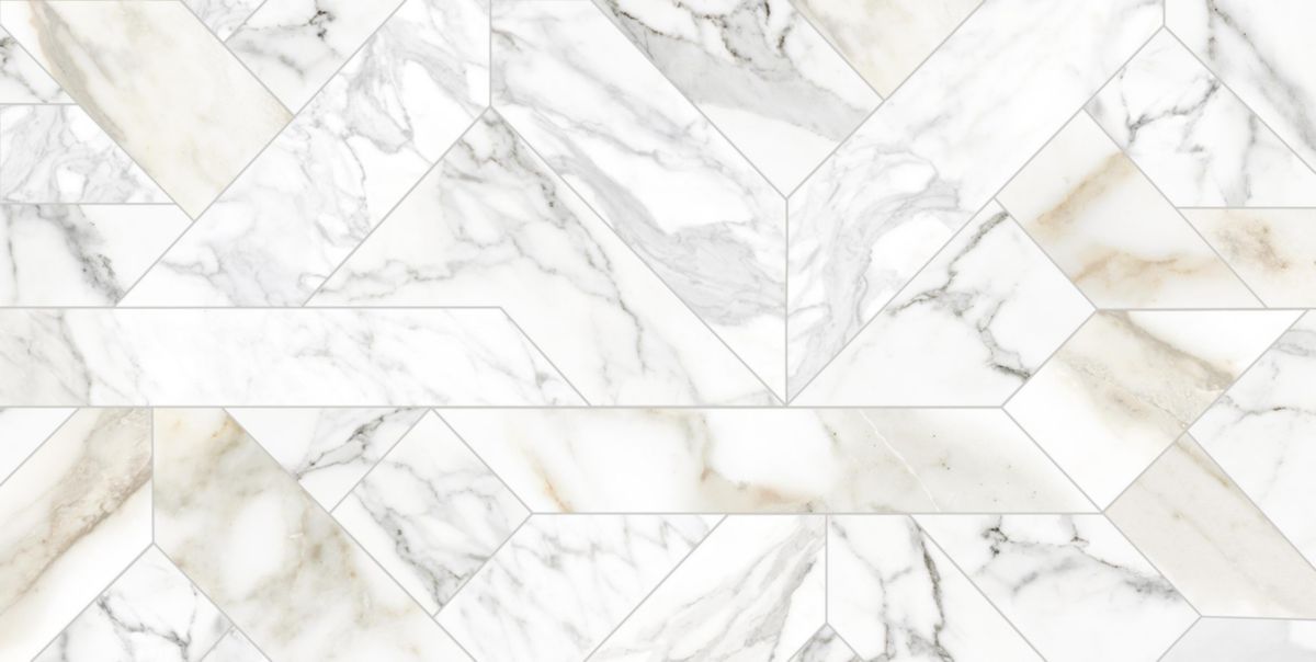 NAXOS - Carrelage grès cérame Rhapsody - décor Outline White poli ...