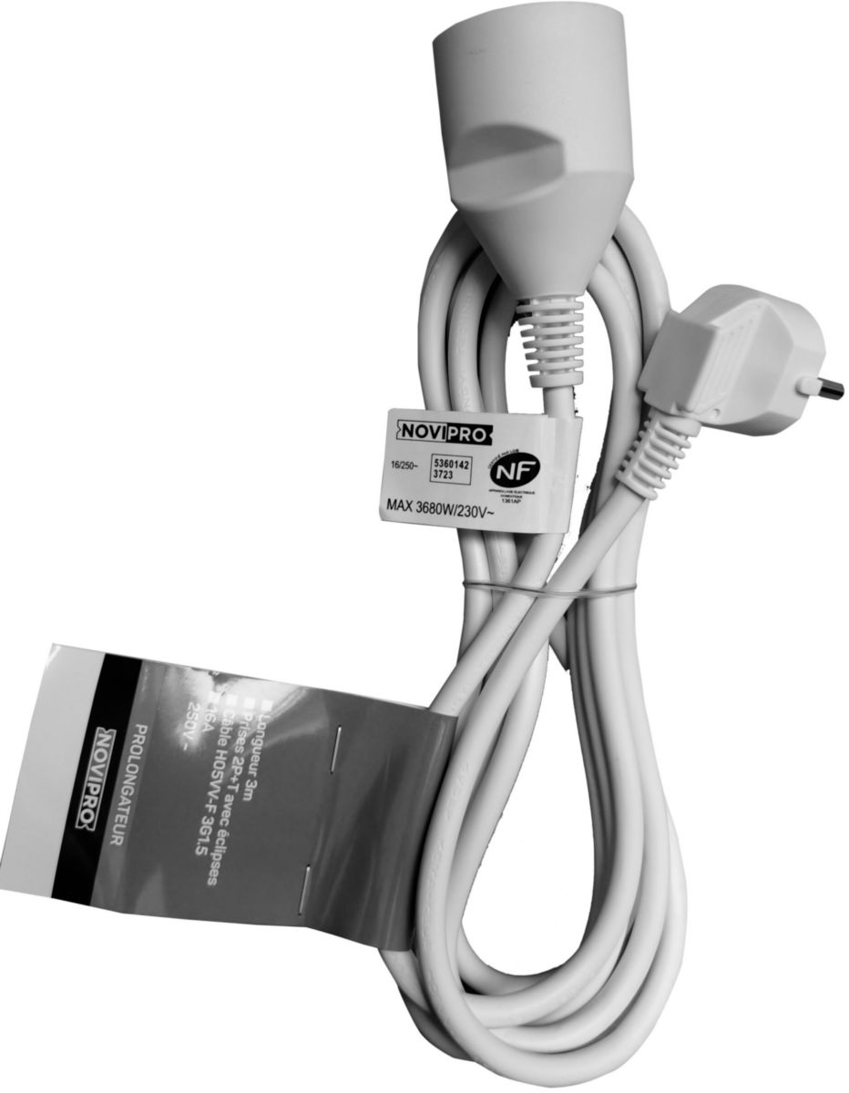 NOVIPRO - Rallonge électrique H05VVF - blanc - L. 3 m | POINT.P