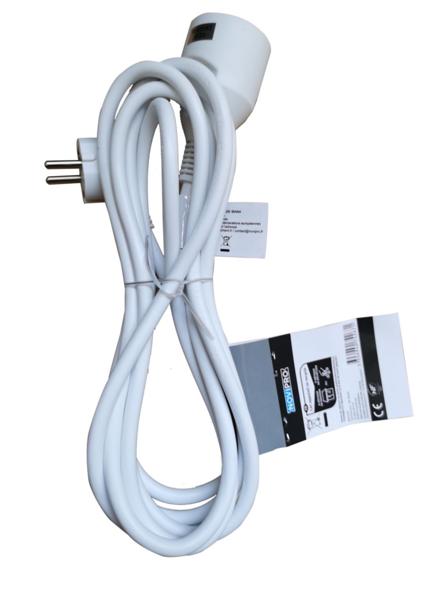 NOVIPRO - Rallonge électrique H05VVF - blanc - L. 3 m | POINT.P