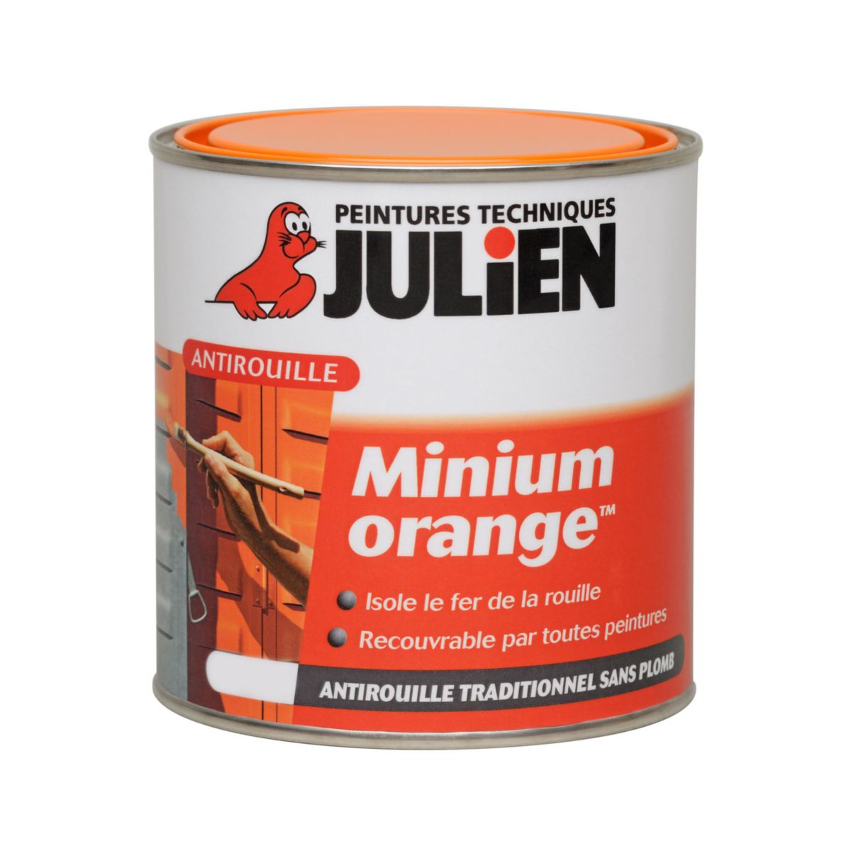 JULIEN - Primaire antirouille Minium orange - pot de 0,25 L
