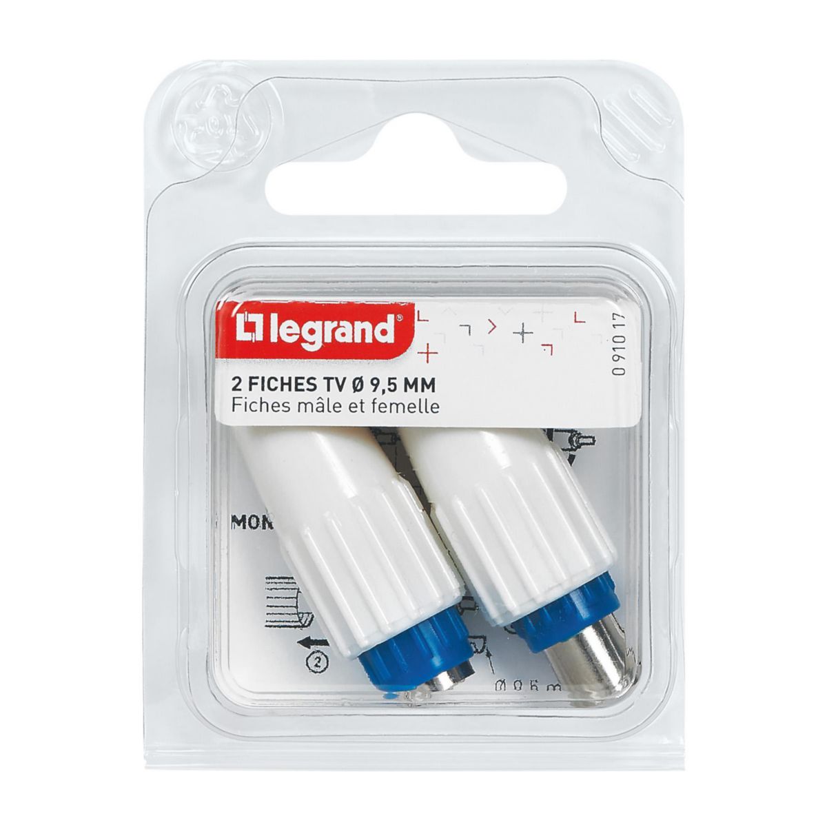 LEGRAND - Fiche TV coaxiale mâle + femelle diamètre 9,52mm 91017 Réf ...
