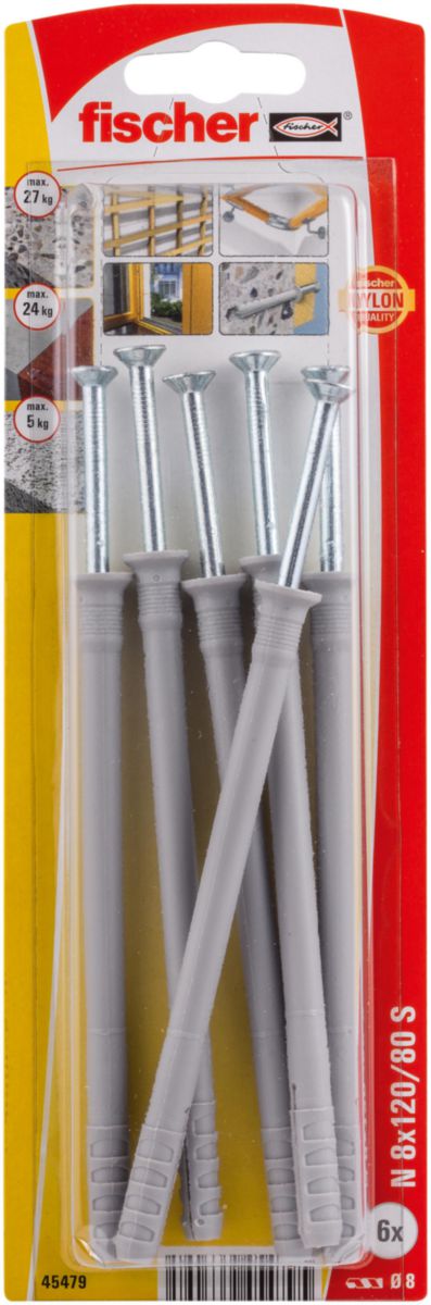 FISCHER - Cheville clou N 8X120 Z/6K NV (6) Réf. 45479 | POINT.P