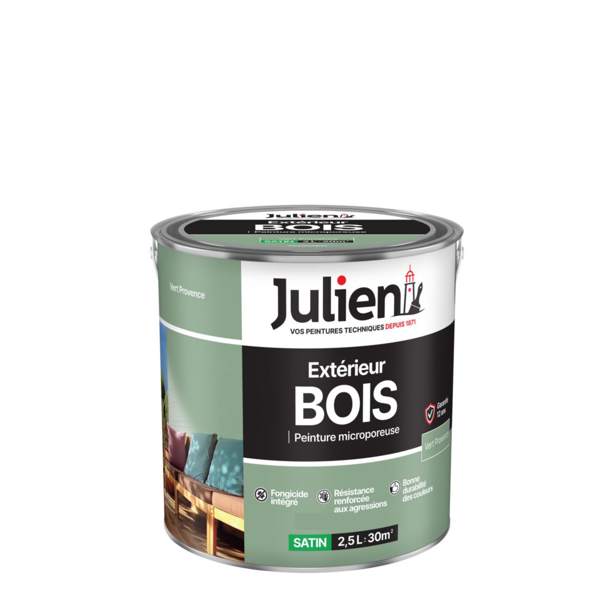 JULIEN - Peinture microporeuse pour bois extérieur - vert Provence ...