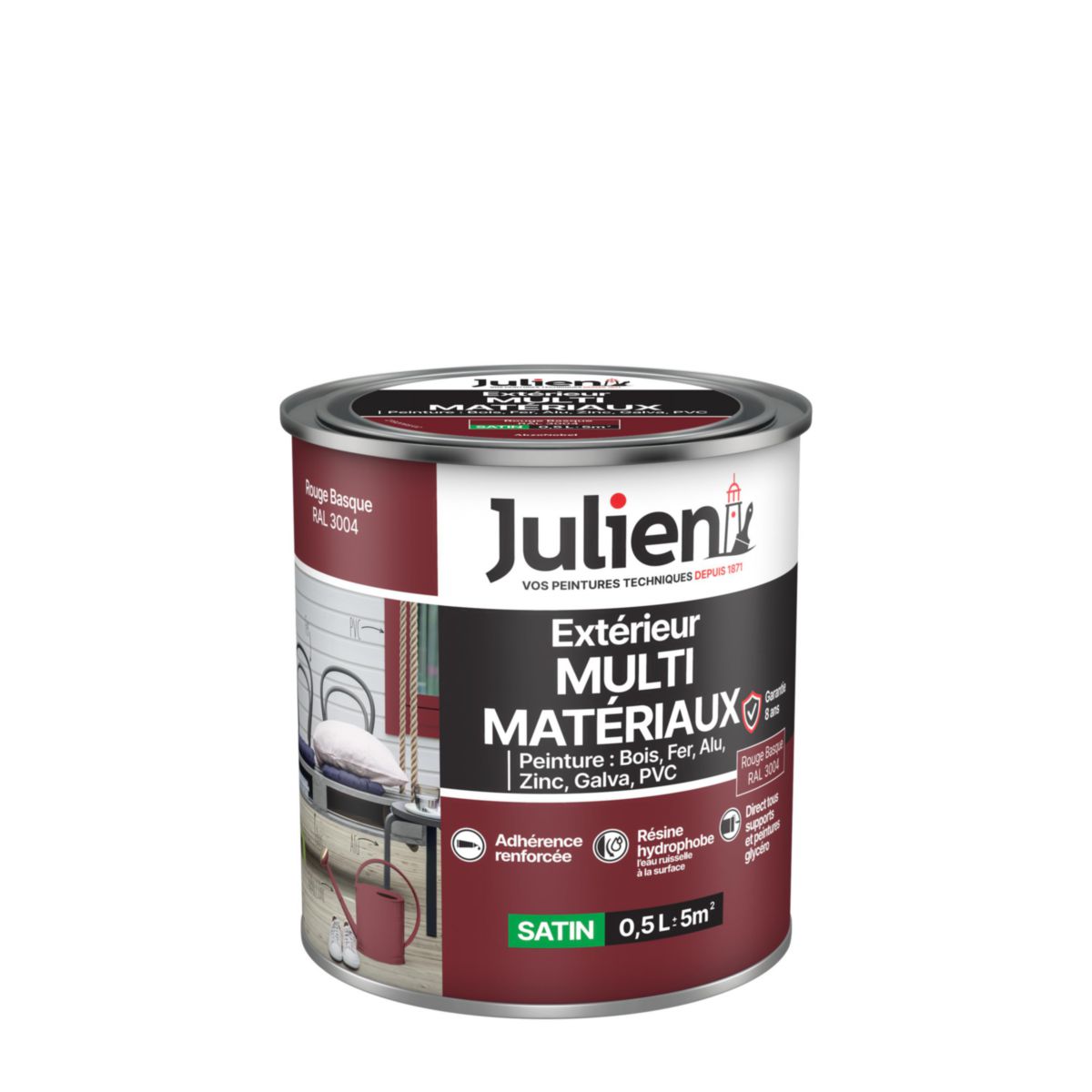 JULIEN - Peinture Multi-matériaux pour l'extérieur - rouge basque 3004 ...