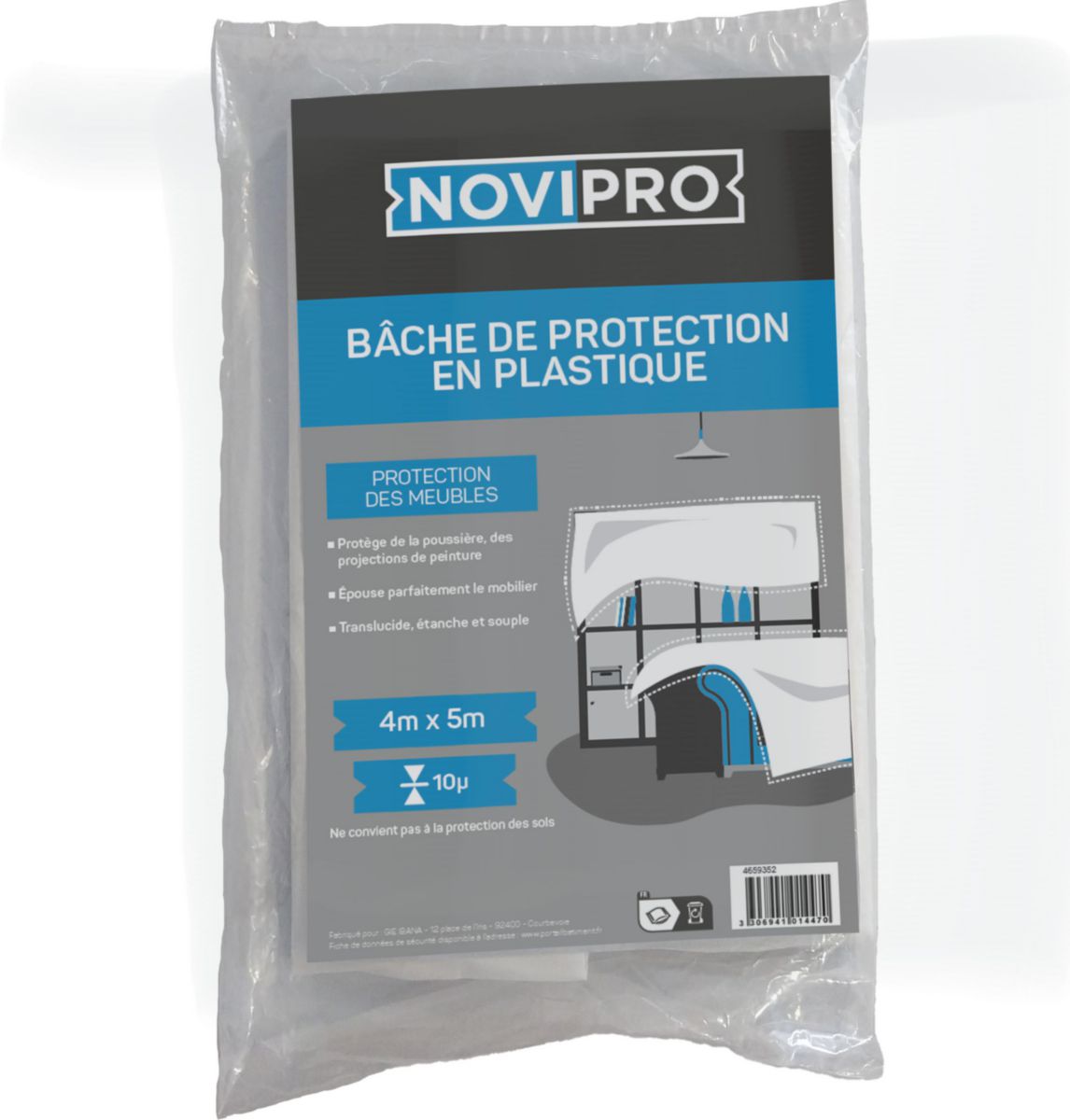 NOVIPRO - Bâche fine 4mx5m Novipro 10µ | POINT.P