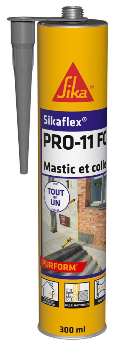 SIKA - Mastic-colle Sikaflex PRO-11 FC Purform pour collages souples - gris - cartouche de 300 ...