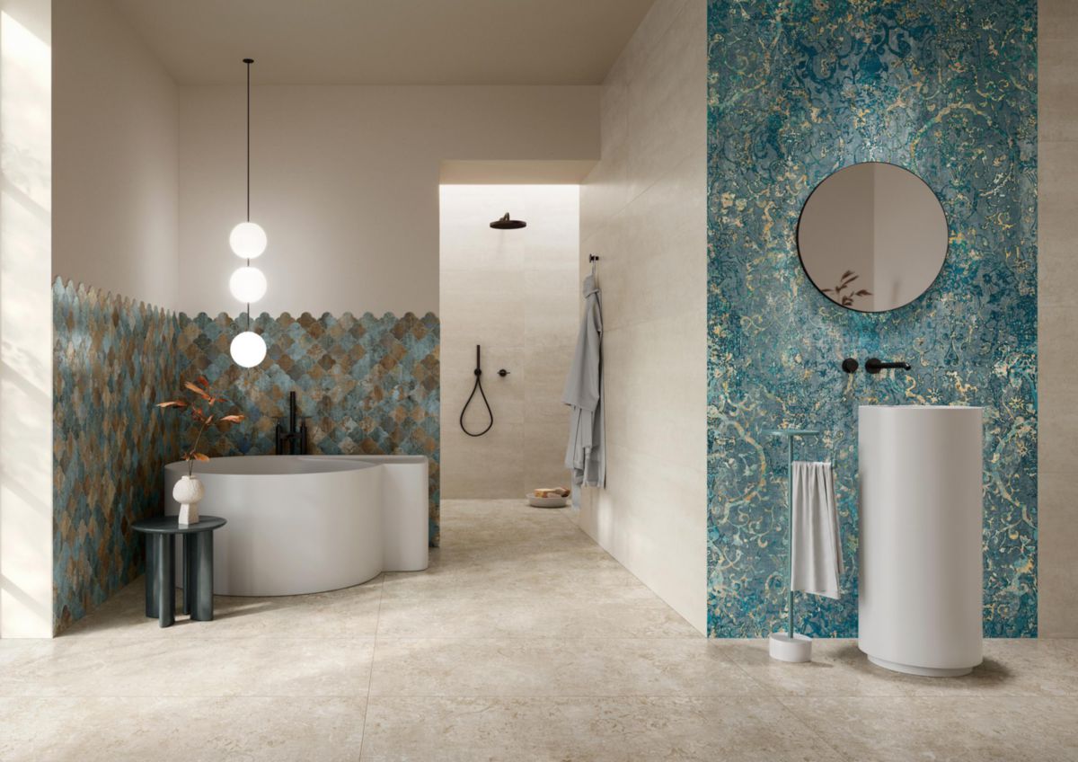 NAXOS - Carrelage de sol intérieur Bold - grès cérame rectifié - décor fascia symphony mix ...