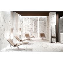 NAXOS - Carrelage grès cérame Rhapsody - décor Outline White poli ...