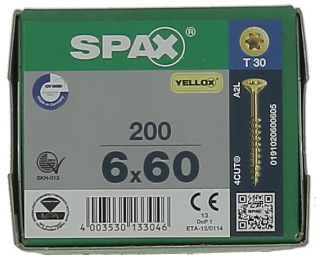 SPAX - Vis Torx universelle à tête fraisée - acier bichromaté - Ø 6x60 ...