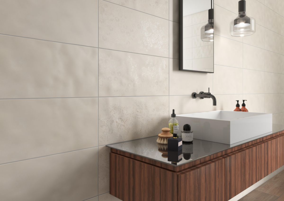 CINCA - Faïence murale Bloom Wave - perle mat - 25x55 cm | POINT.P