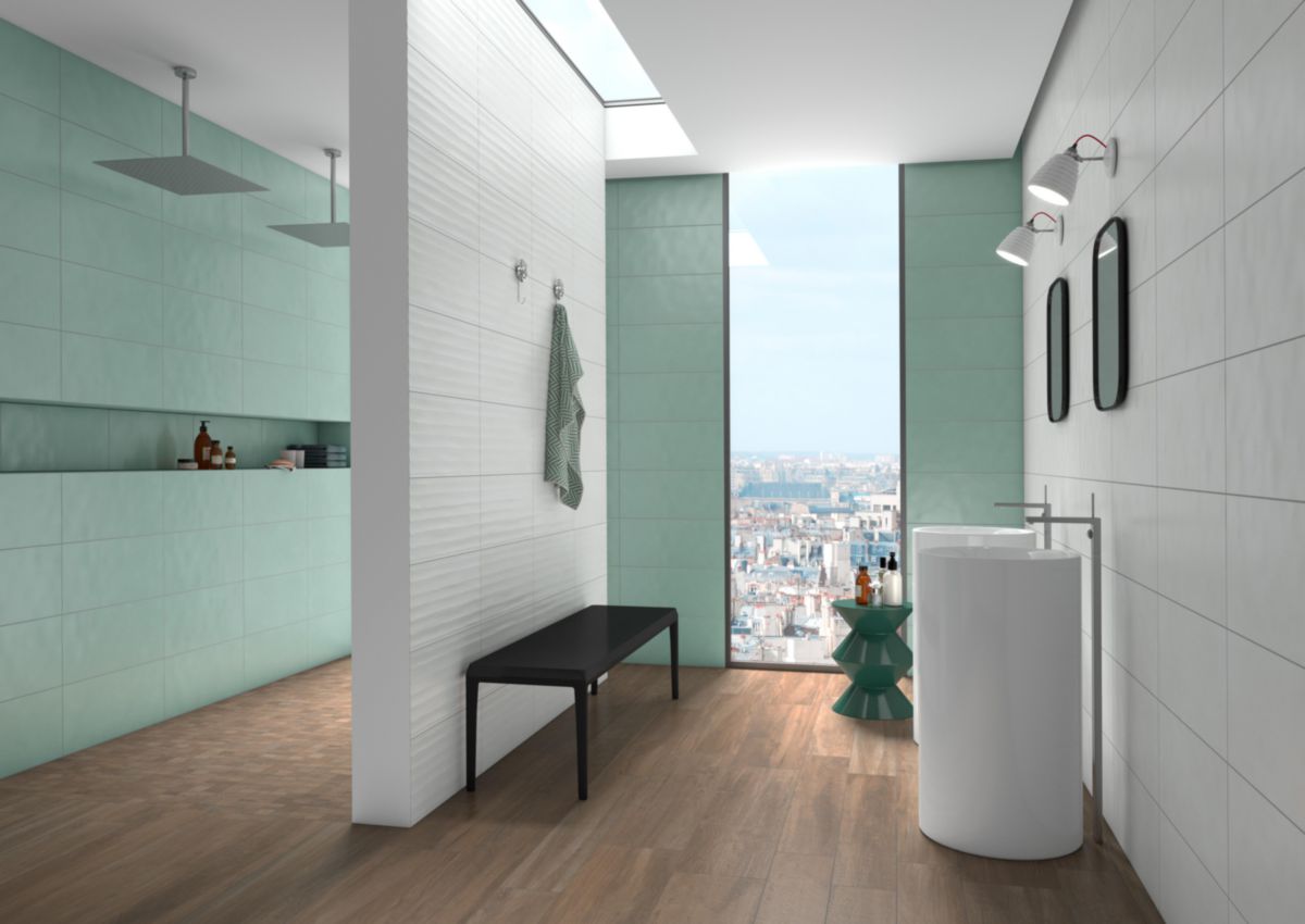 CINCA - Faïence murale Bloom Stamp - vert mat - 25x55 cm | POINT.P