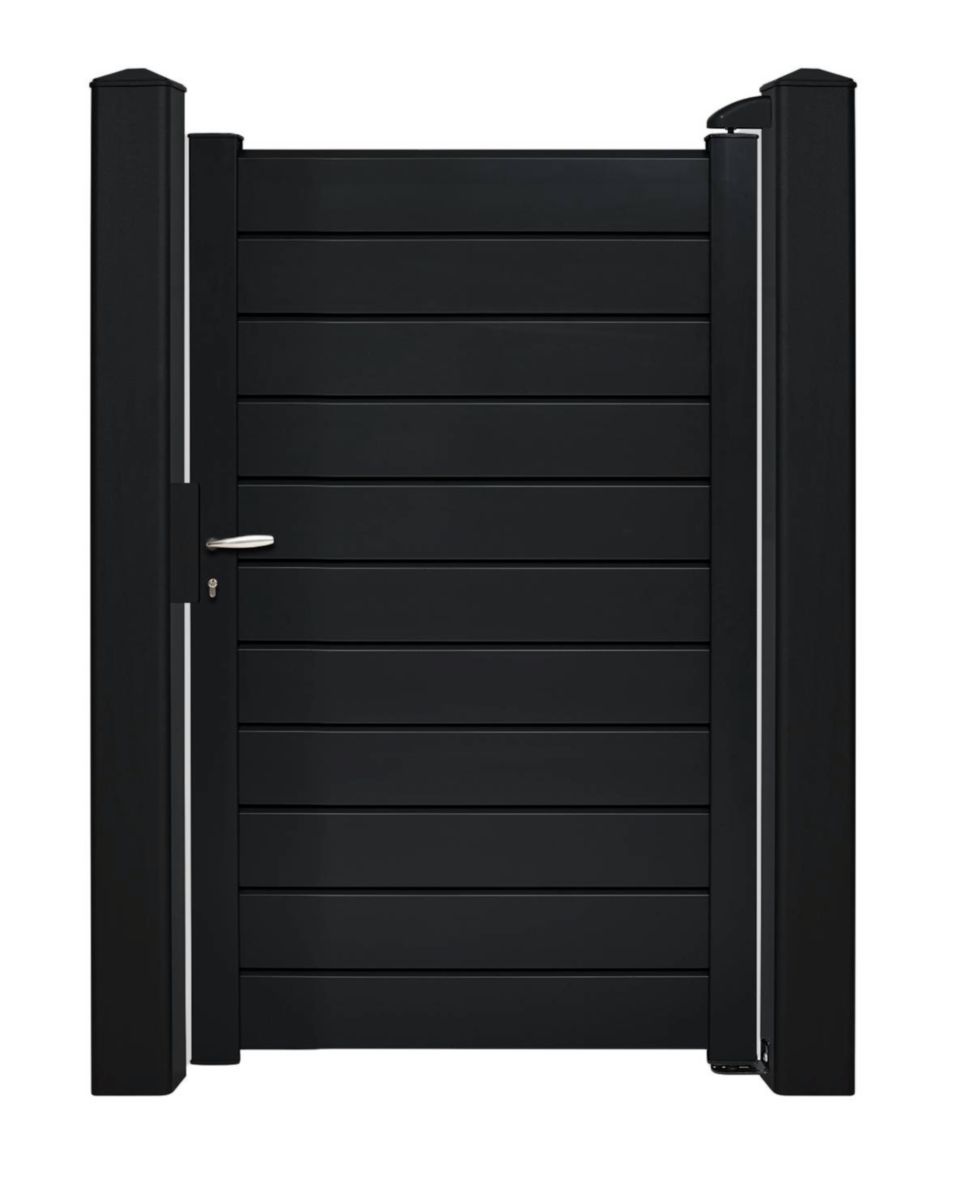 ALUCLOS - Portillon Alu.line battant de 1m lame semi-ajourée noirs ...