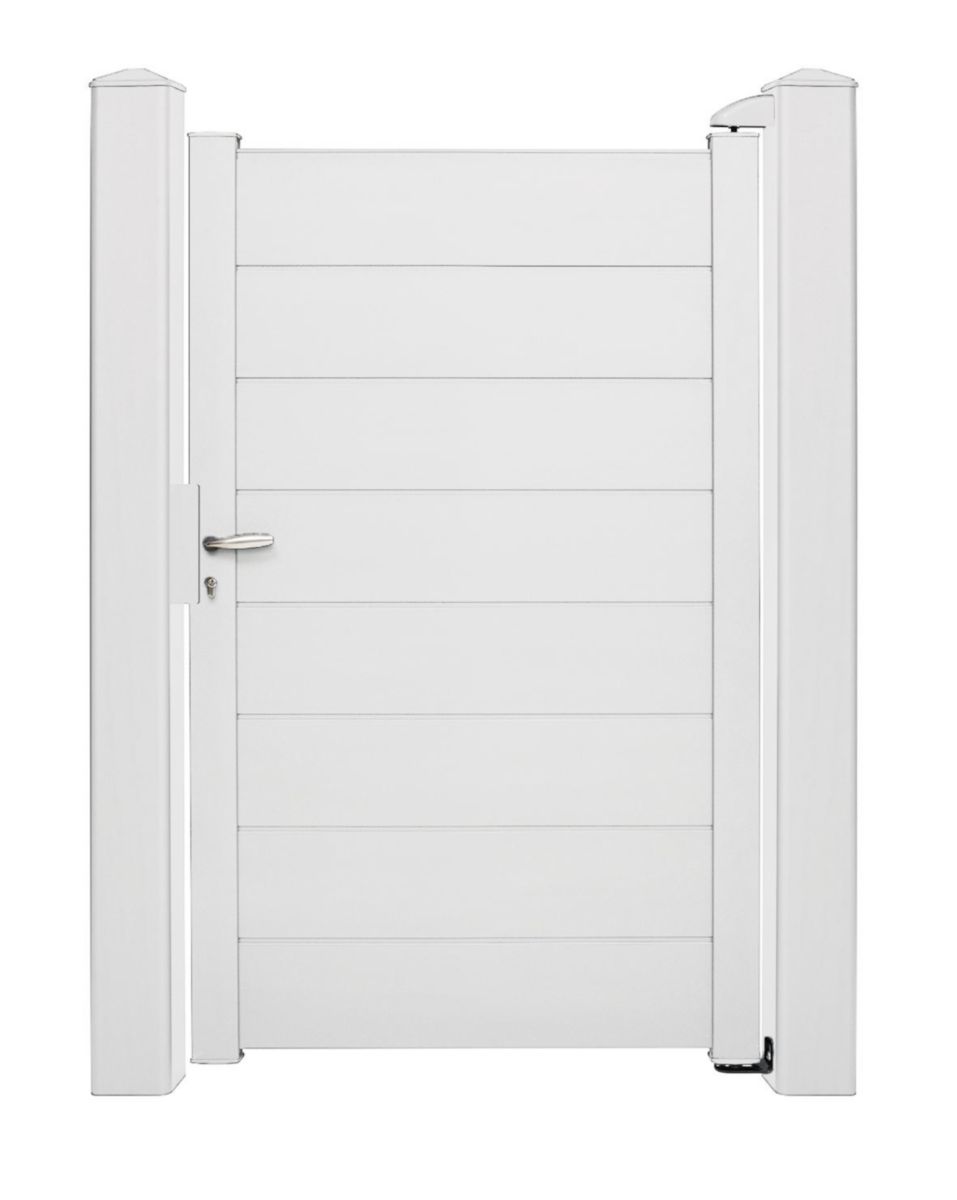 ALUCLOS - Portillon Alu.line battant de 1m lame pleine blanc satiné ...