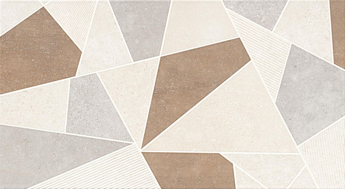 CEREV - Faïence murale Cloud - décor geo taupe mat - 24,7x44,7 cm | POINT.P