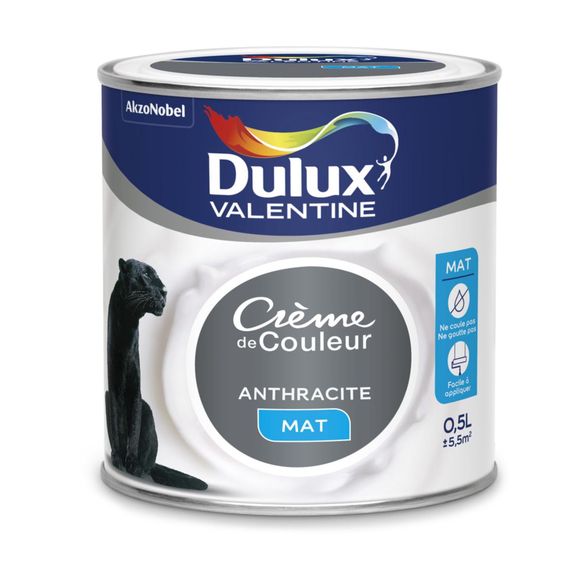 DULUX VALENTINE - Peinture creme de couleur mat anthracite 0,5l réf ...