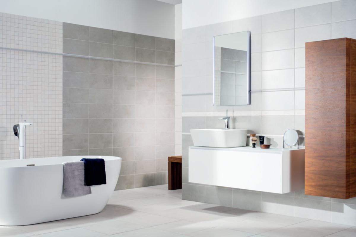 RAKO - Carrelage effet béton Extra - grès cérame rectifié - blanc ...