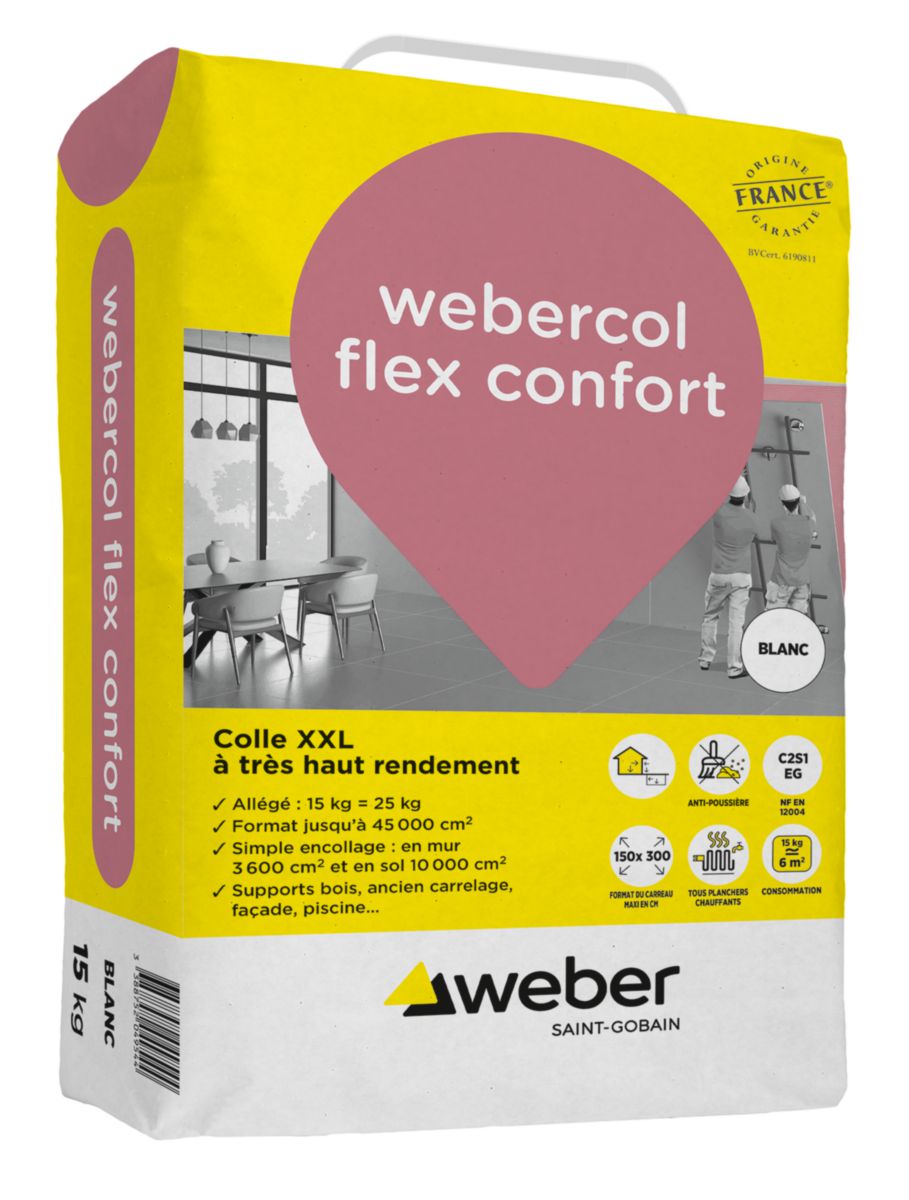 WEBER - Colle webercol flex confort pour grands carreaux - blanc - sac ...
