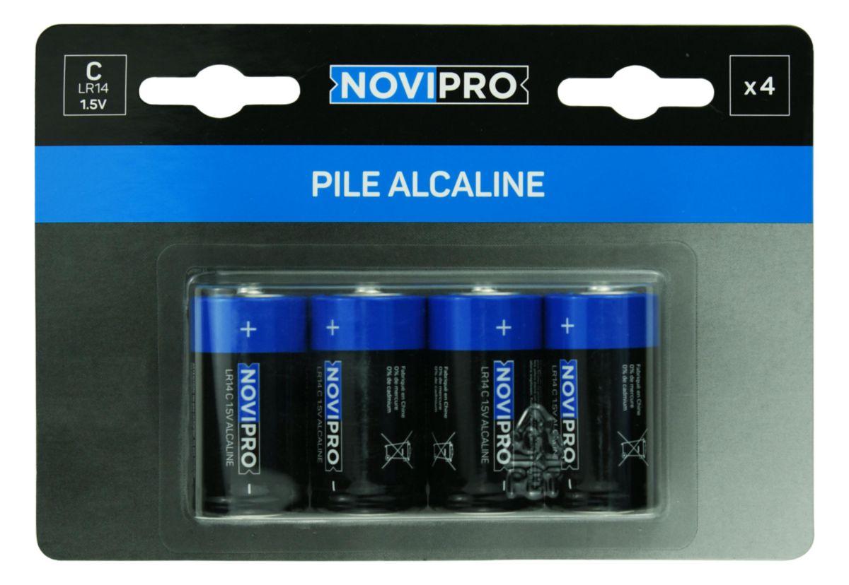 NOVIPRO - Piles LR14 1,5V Alcalines Novipro - paquet de 4 piles | POINT.P