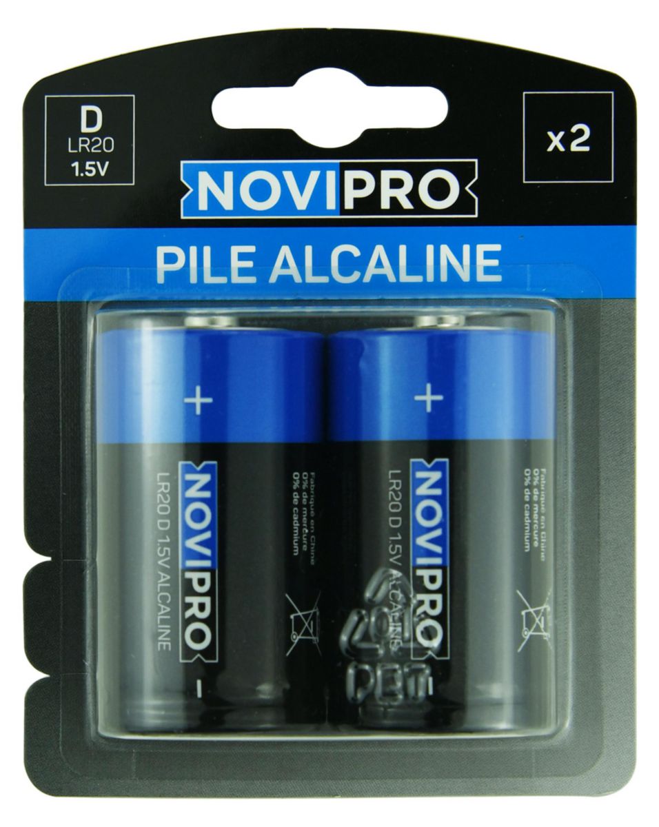 NOVIPRO - Piles LR20 1,5V Alcalines Novipro - paquet de 2 piles | POINT.P