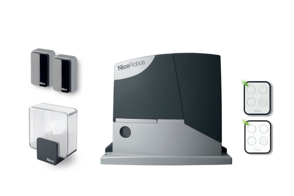 NICE - Kit motorisation pour portails coulissants jusqu'à 400 Kg contenant 1 opérateur RB400, 2 ...